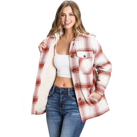 Love Tree | Jackets & Coats | Nwt Warm Me Up Plaid Sherpa Lined Shacket ...